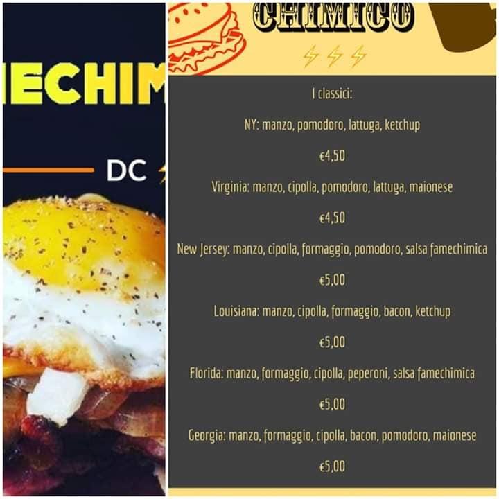 Menu at Fame Chimica, Adria