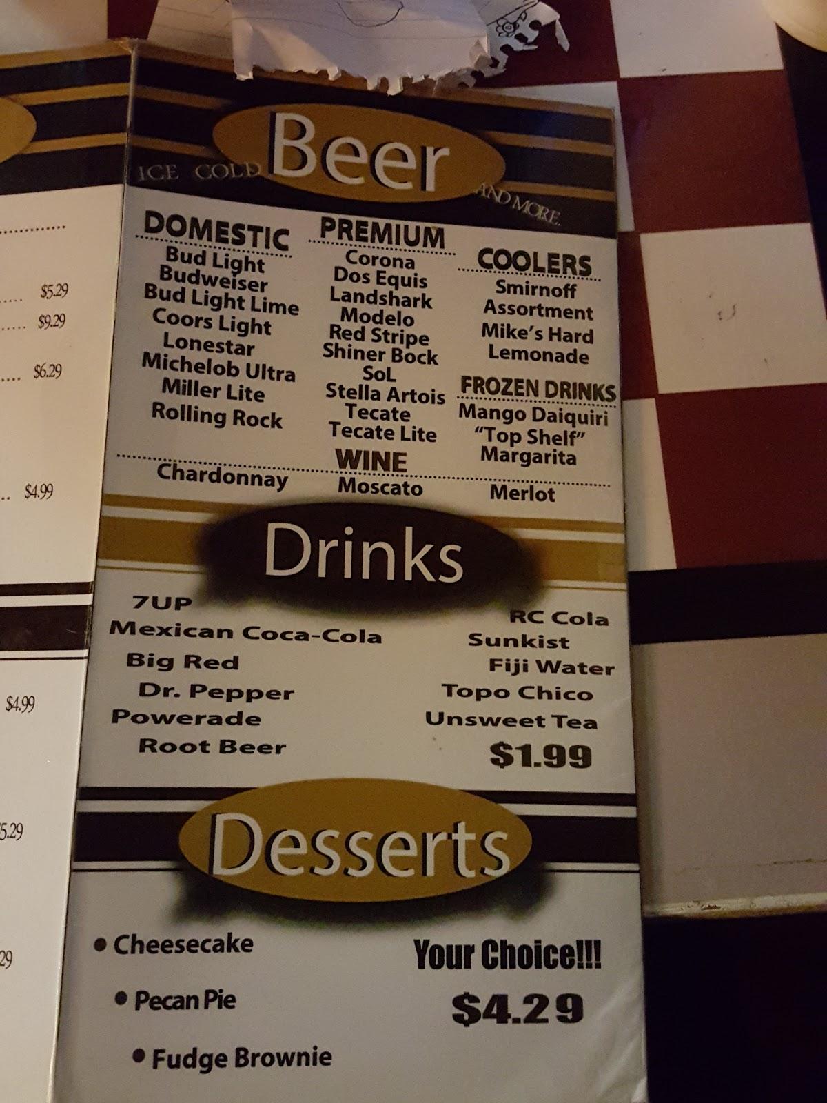 Menu at JC Wing Company restaurant, La Feria