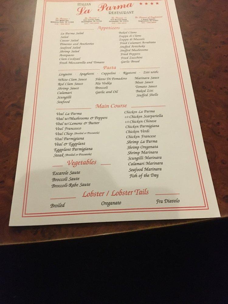 Menu at La Parma III restaurant, Oceanside