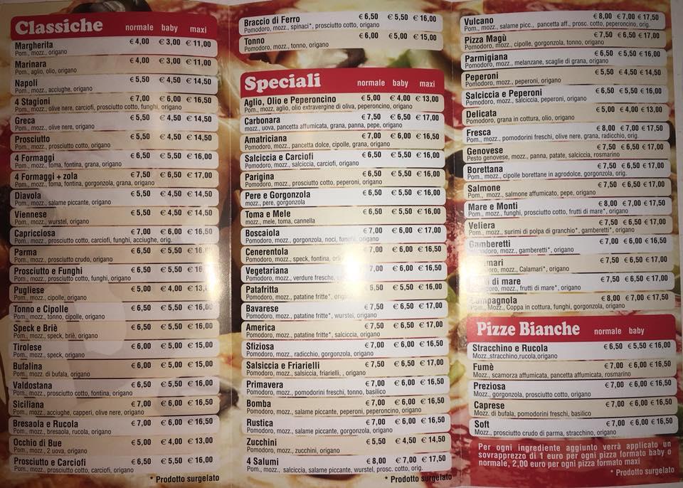 Speisekarte von Pizza Magu' Di Della Pietra Ida, Cossato
