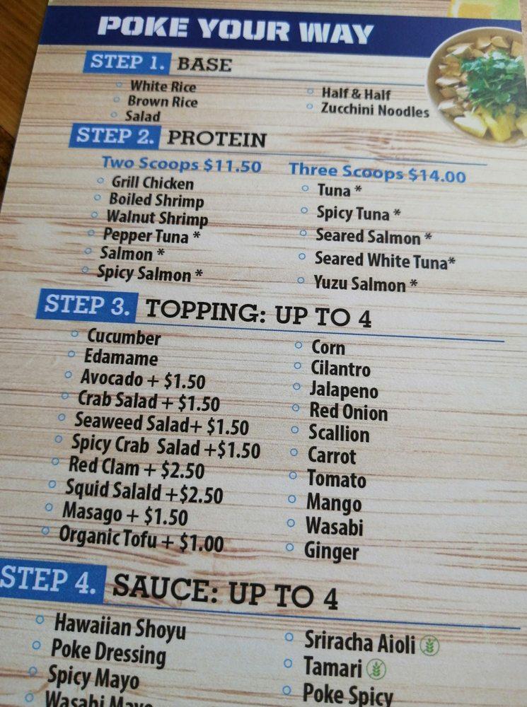 Carta de Poke Cafe, Flemington