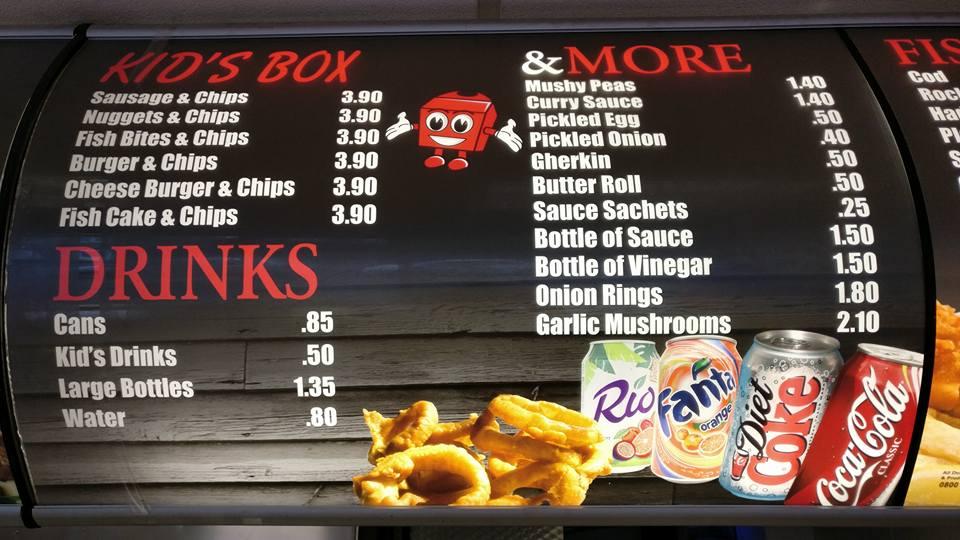 Menu at Ringmer Chippy restaurant, Lewes