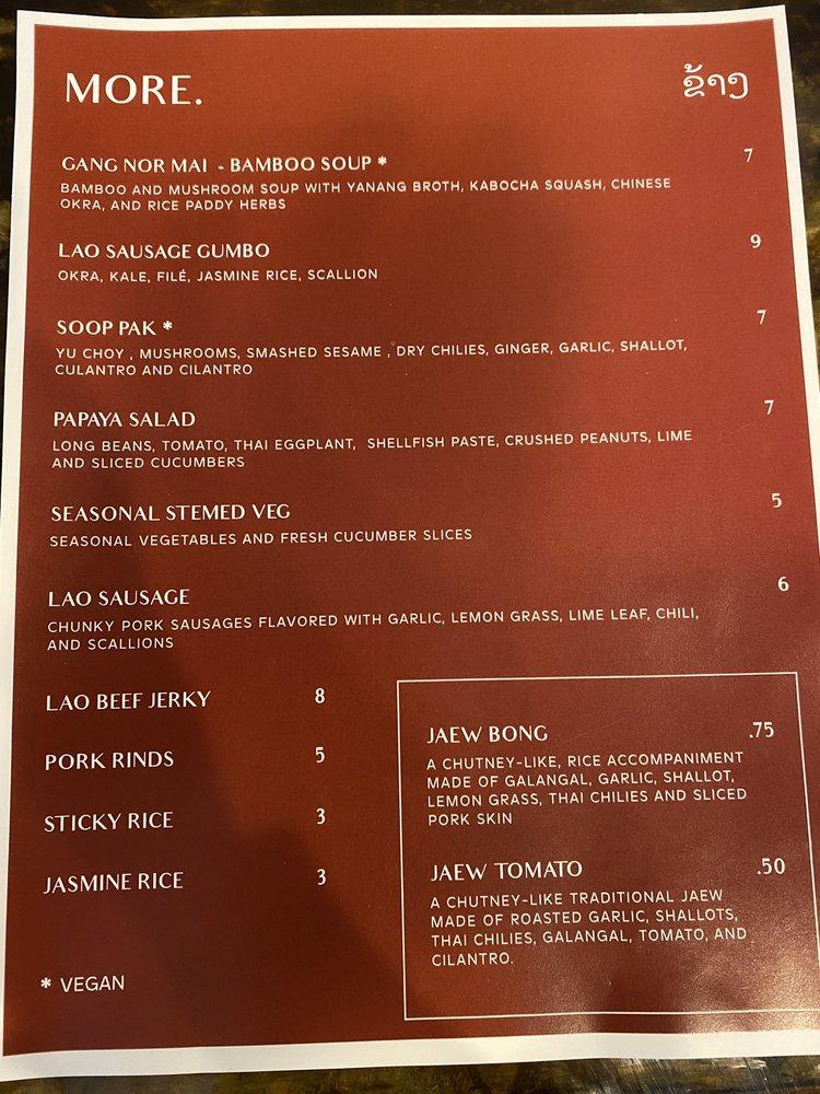 Menu at Taurus Ox restaurant, Seattle, E Madison St