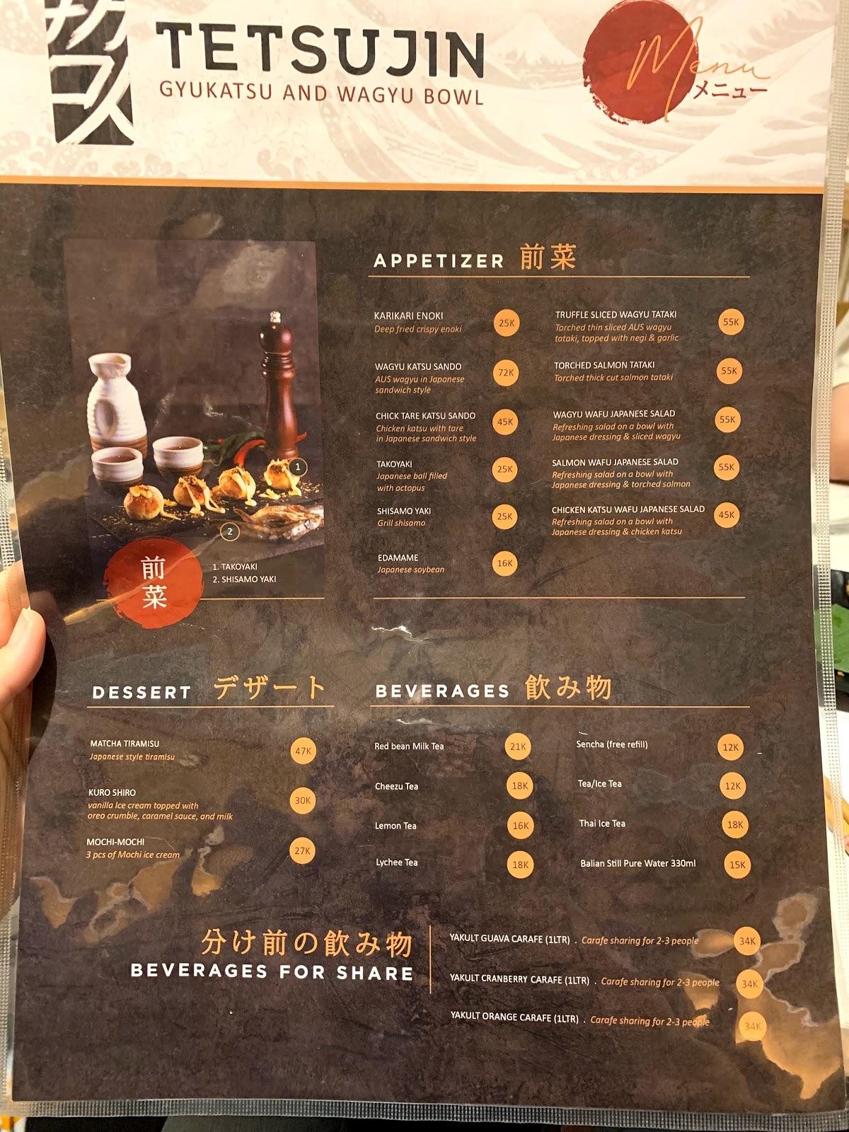 Menu at Tetsujin Gyukatsu & Wagyu Bowl restaurant, Surabaya, Jl ...