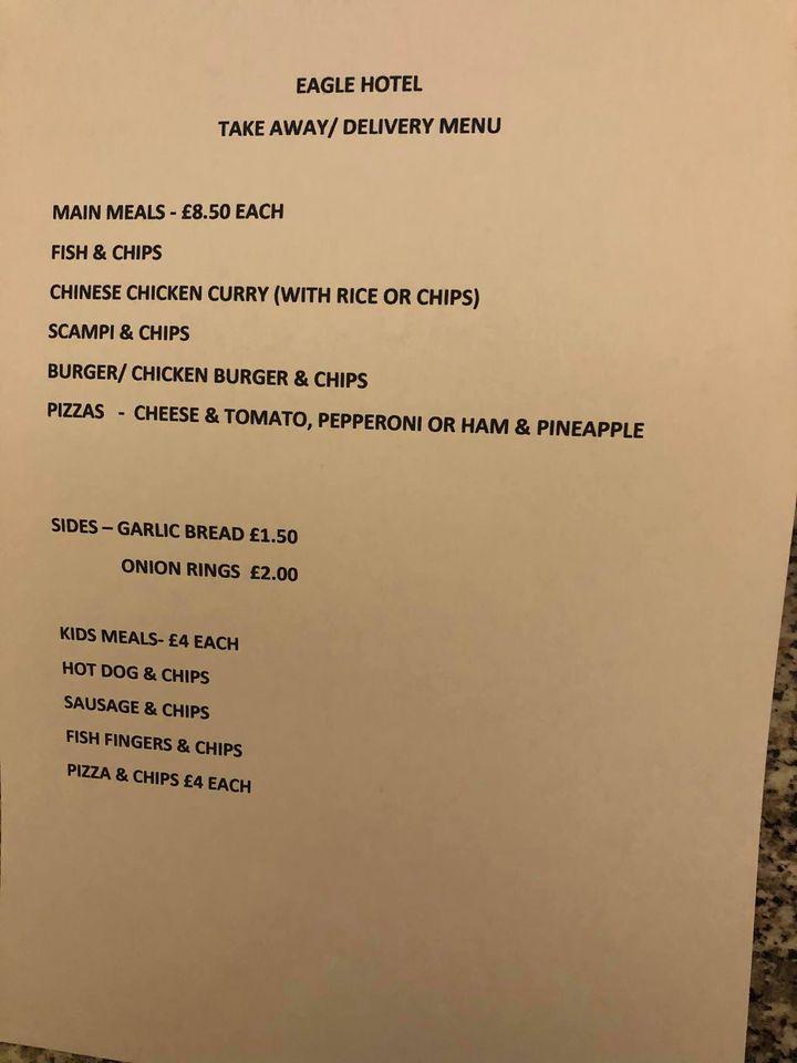 Menu at Eagle Hotel Bar, Dornoch, Dornoch
