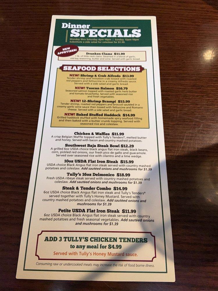 Menu at Tully's Good Times Cheektowaga pub & bar, Depew