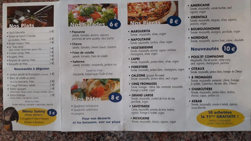 Menu at Aux Quatre Vents restaurant, Barges