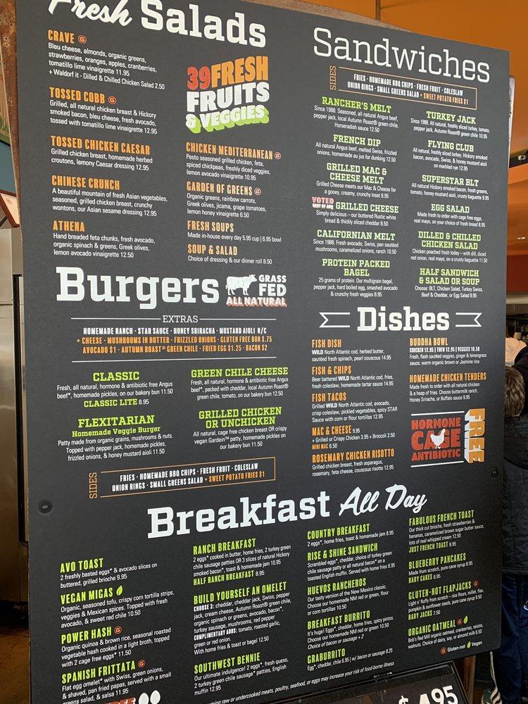 Menu at Flying Star Cafe, Albuquerque, Paseo Del Norte NE Bldg. D