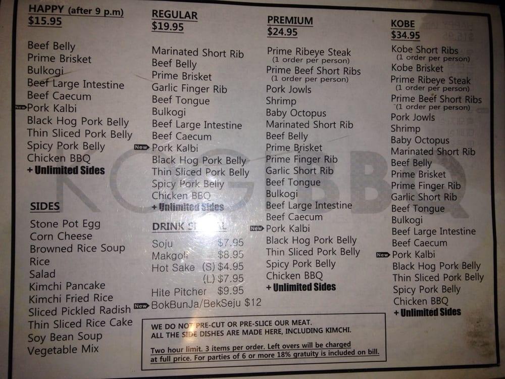 Menu at Kogi Korean BBQ, San Diego