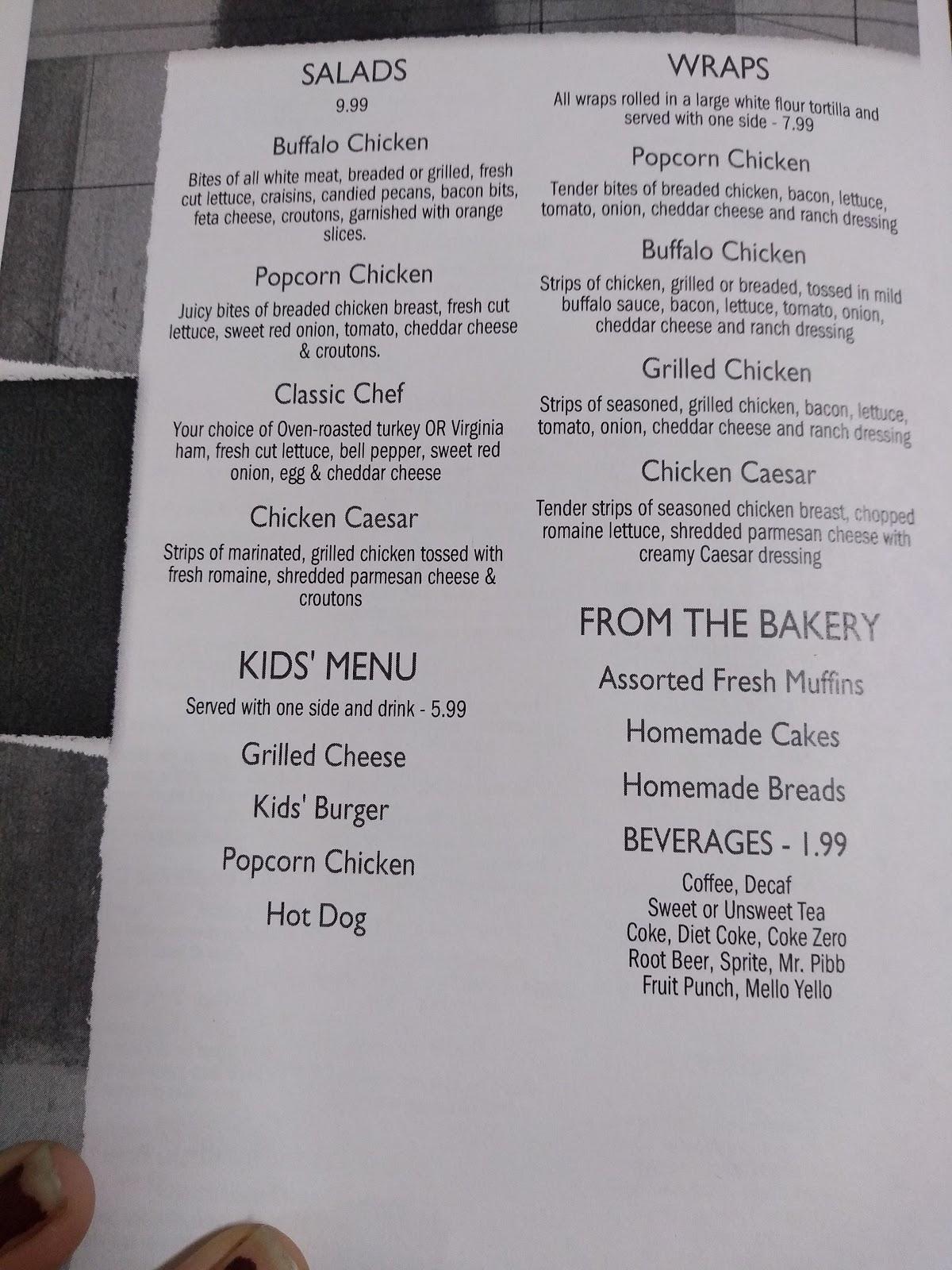 Menu at Meadows Cafe', Terre Haute