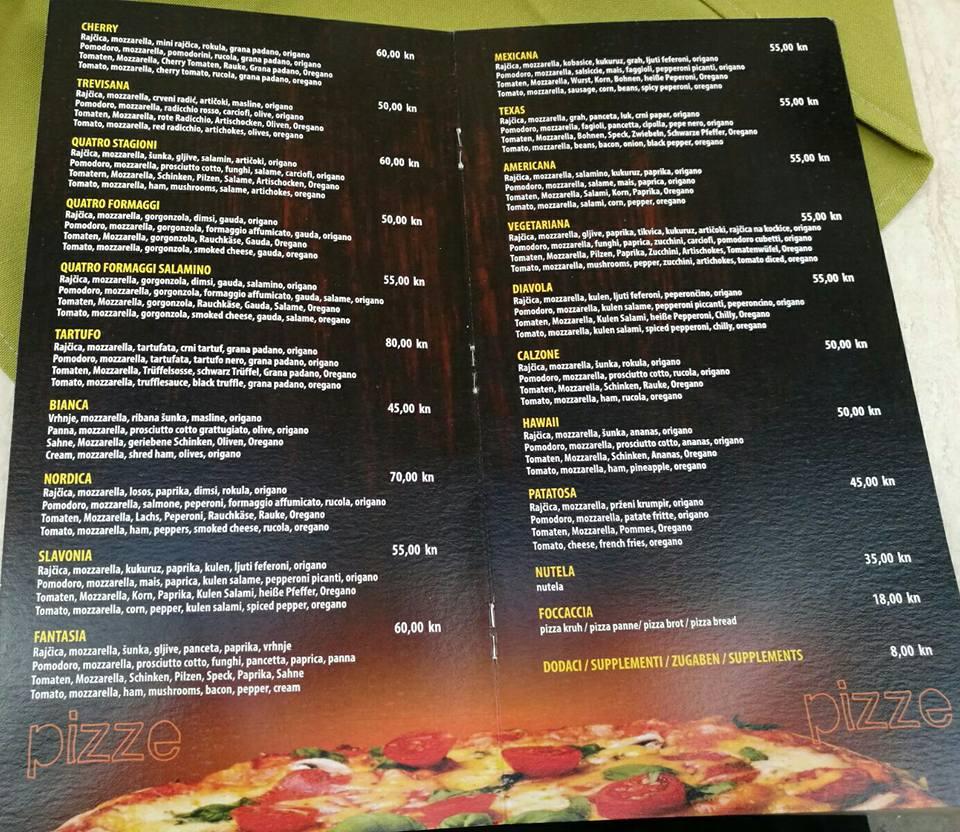 Menu at DIABLO PIZZERIA BISTRO, Poreč