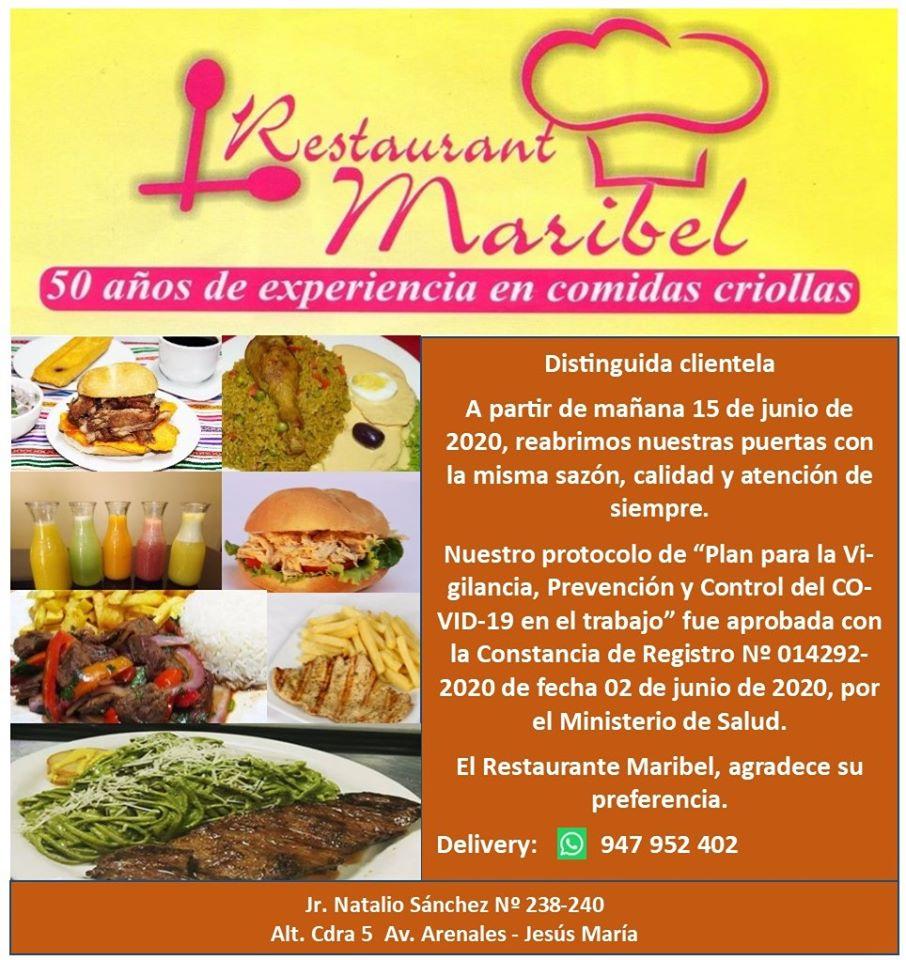 Menu at Restaurante maribel, Lima