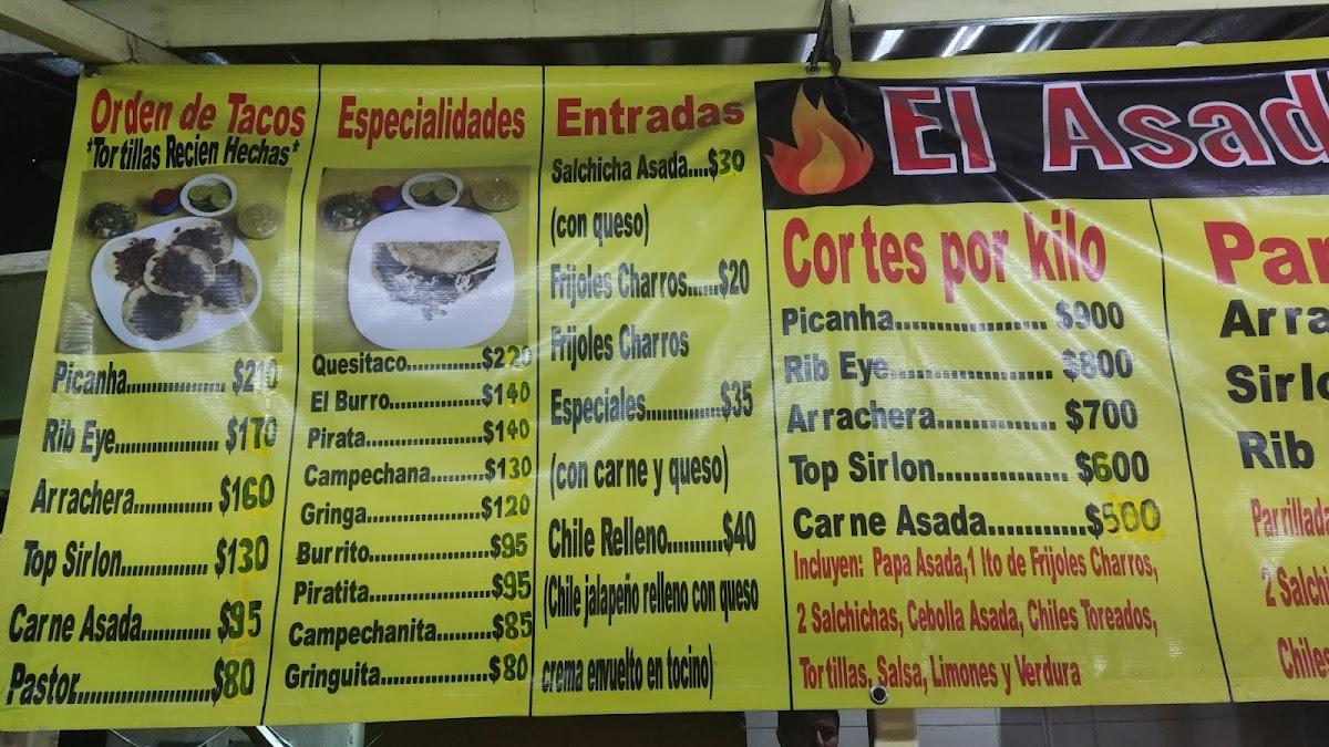 Carta del restaurante Taqueria El Asadito, Monterrey