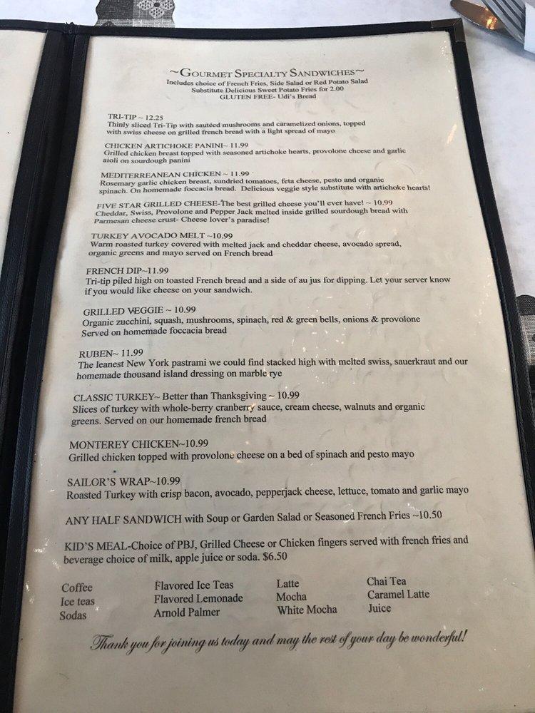 Menu at Toni's Courtyard Café cafe, Merced
