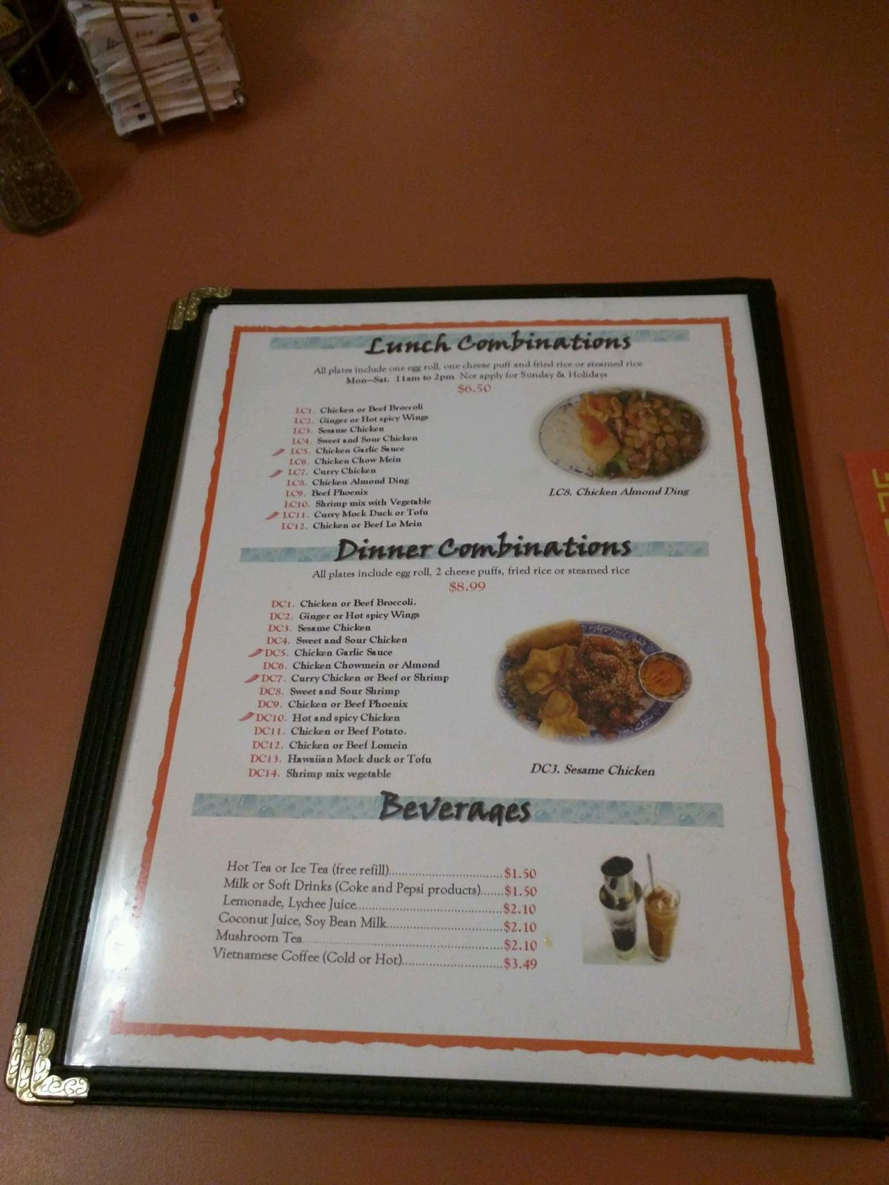 Menu at Vina Restaurant, Saint Paul