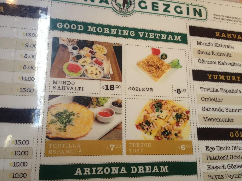 Menu at Traveler's Cafe, Izmir, Muzaffer İzgü Sk. No:7