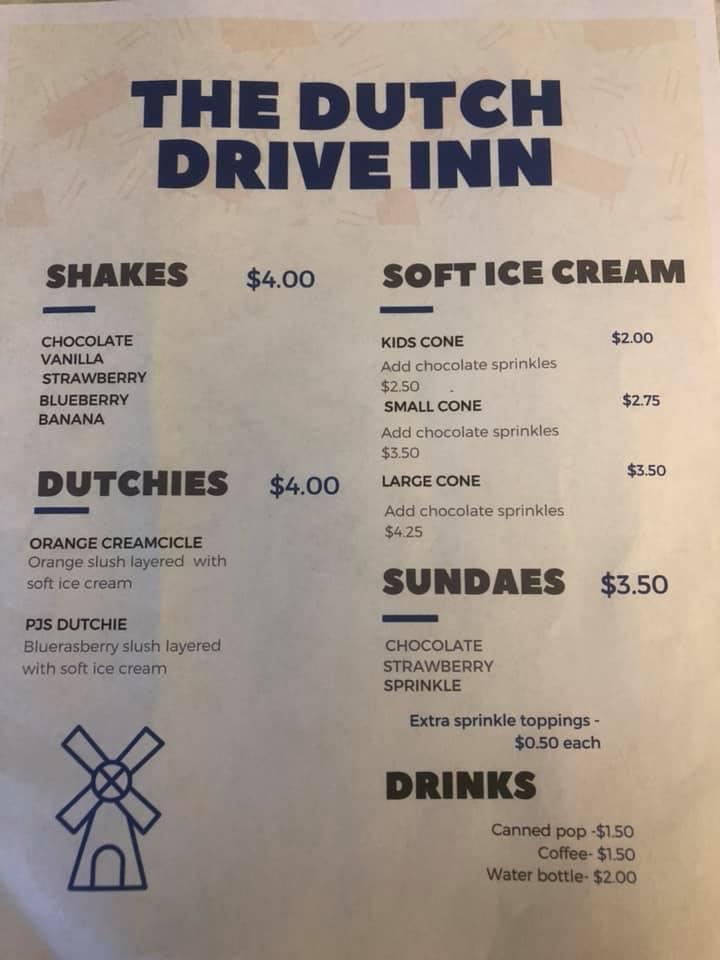 Menu at Dutch Drive Inn restaurant, The Pas