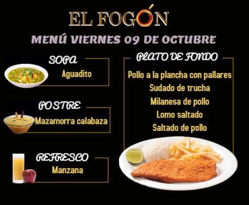 Menu at El Fogón restaurant, Huaraz