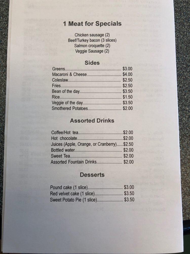 Menu at First Choice Cafe, Conley