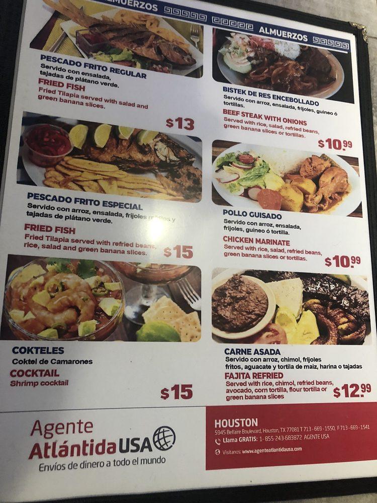 Menu at Honduras pub & bar, Houston