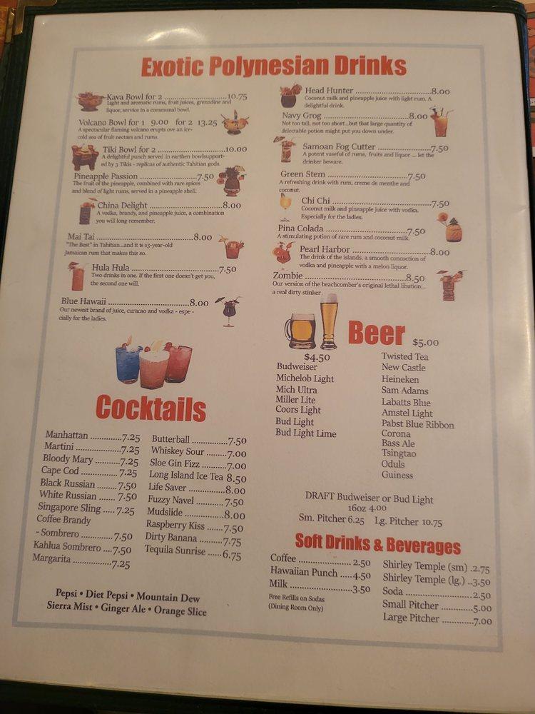 Menu at Mai Tai restaurant, Presque Isle