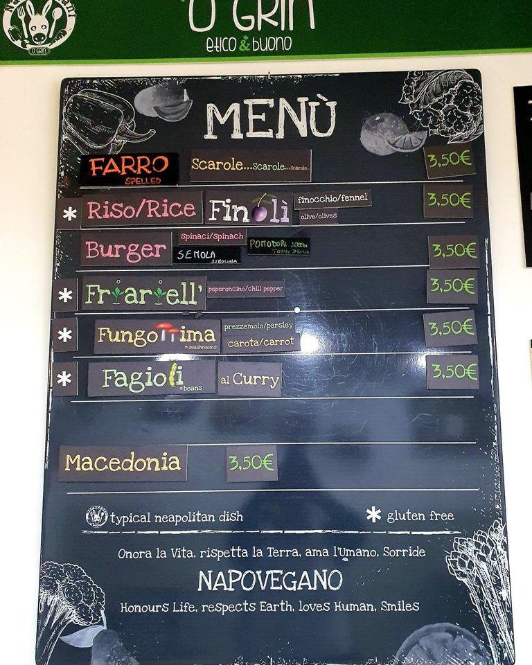 Menu da O Grin ristorante, Napoli, Via Mezzocannone