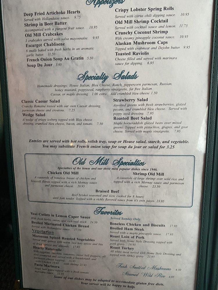 Menu at Old Mill Restaurant, Mount Upton, NY-8