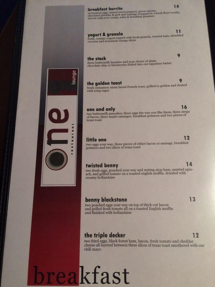 Menu at One Restaurant, Fort Nelson, 50 Ave S