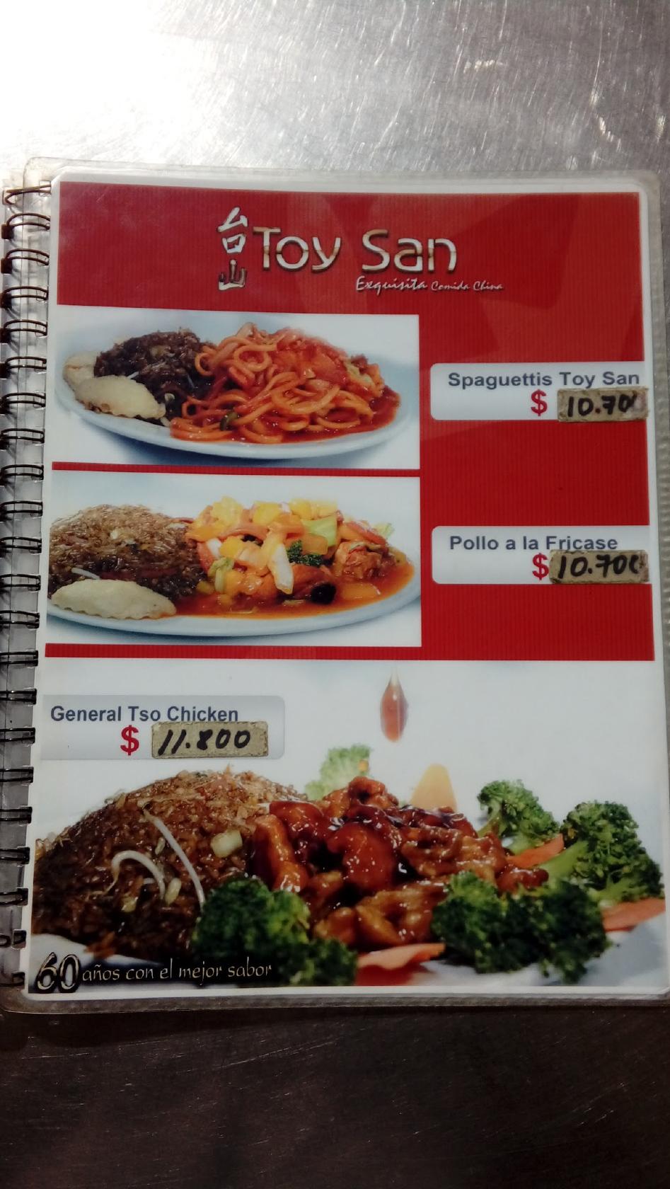 Carta del restaurante Toy San, Pereira