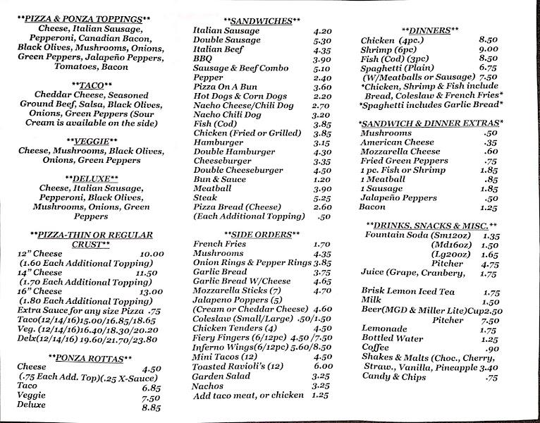 Menu at Jimmy's Grotto Inc pizzeria, Waukesha