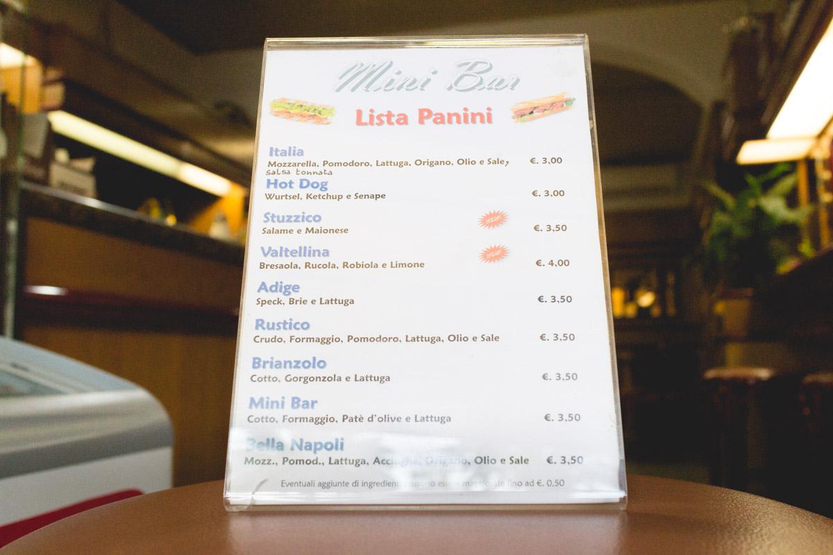 Menu at MiniBar, Chiavari