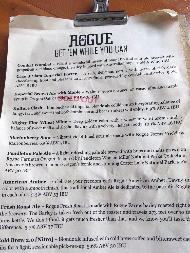 Menu at Rogue Ales Bayfront Public House, Newport