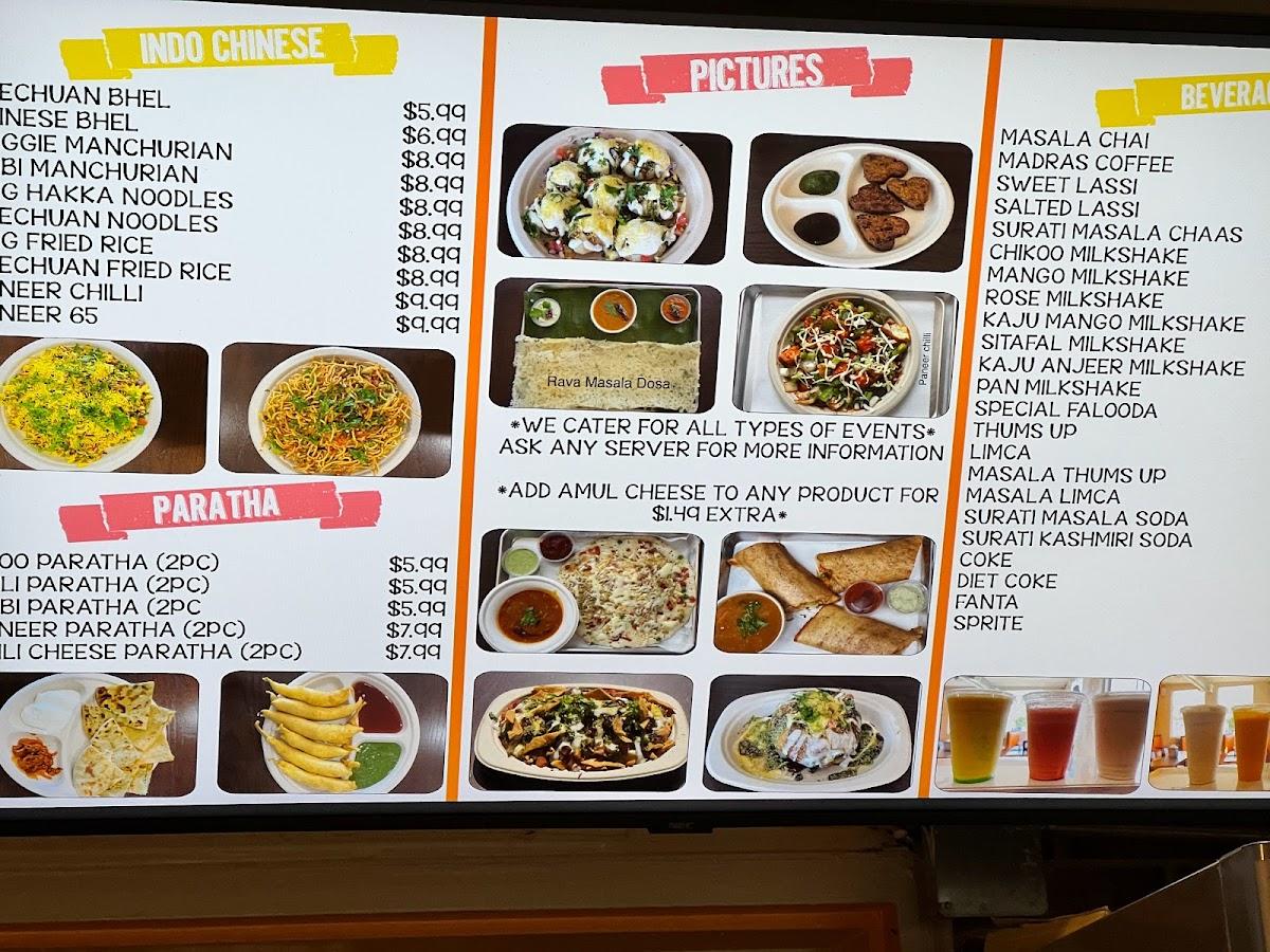 Menu at Surati Indian Street Food restaurant, Nashville