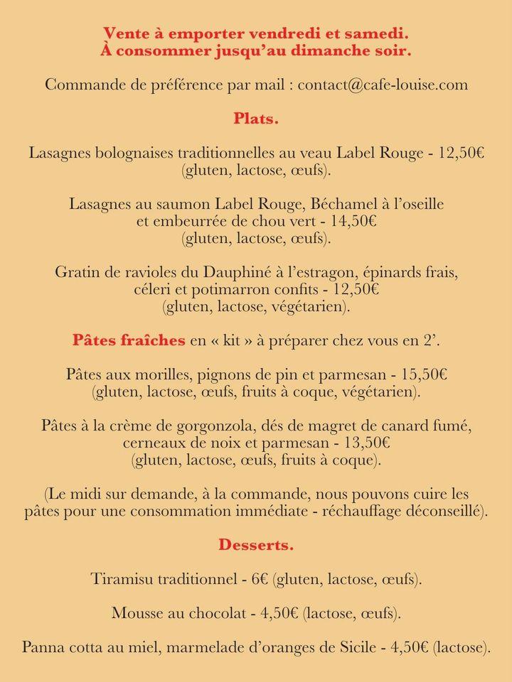 Menu au Café Louise, Périgueux, 10 Place de l'Ancien Hôtel de Ville