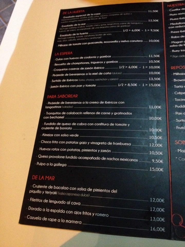 Carta del pub y bar El Rincón del Basi, Almería