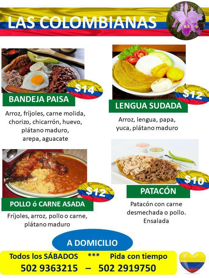 Menu at La colombiana restaurant, Louisville, hasty way