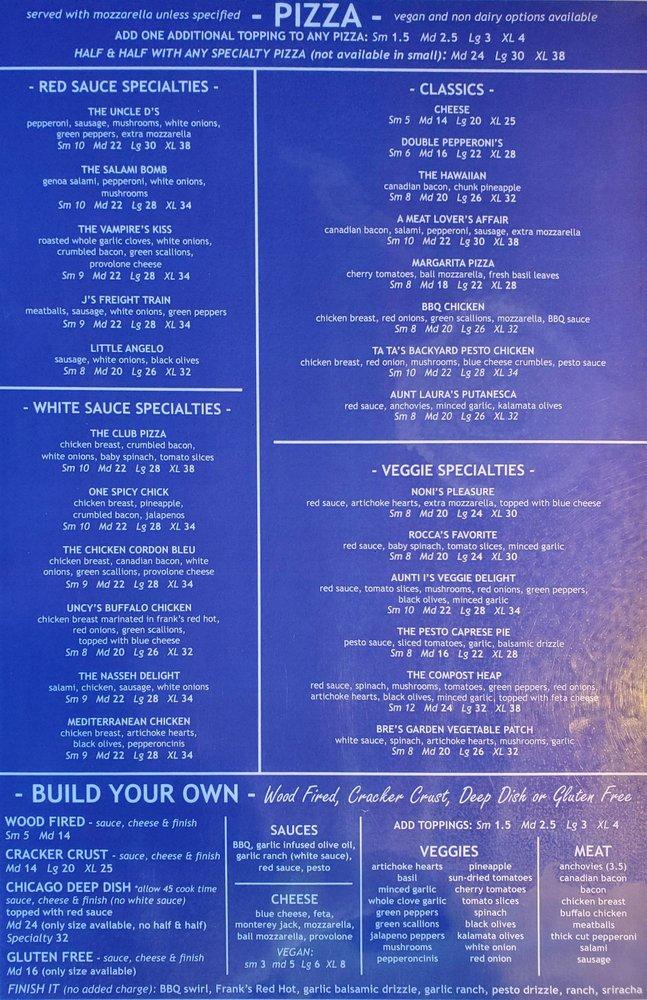 Menu at Mamma Celeste's Gastropub & Pizzeria, Sparks
