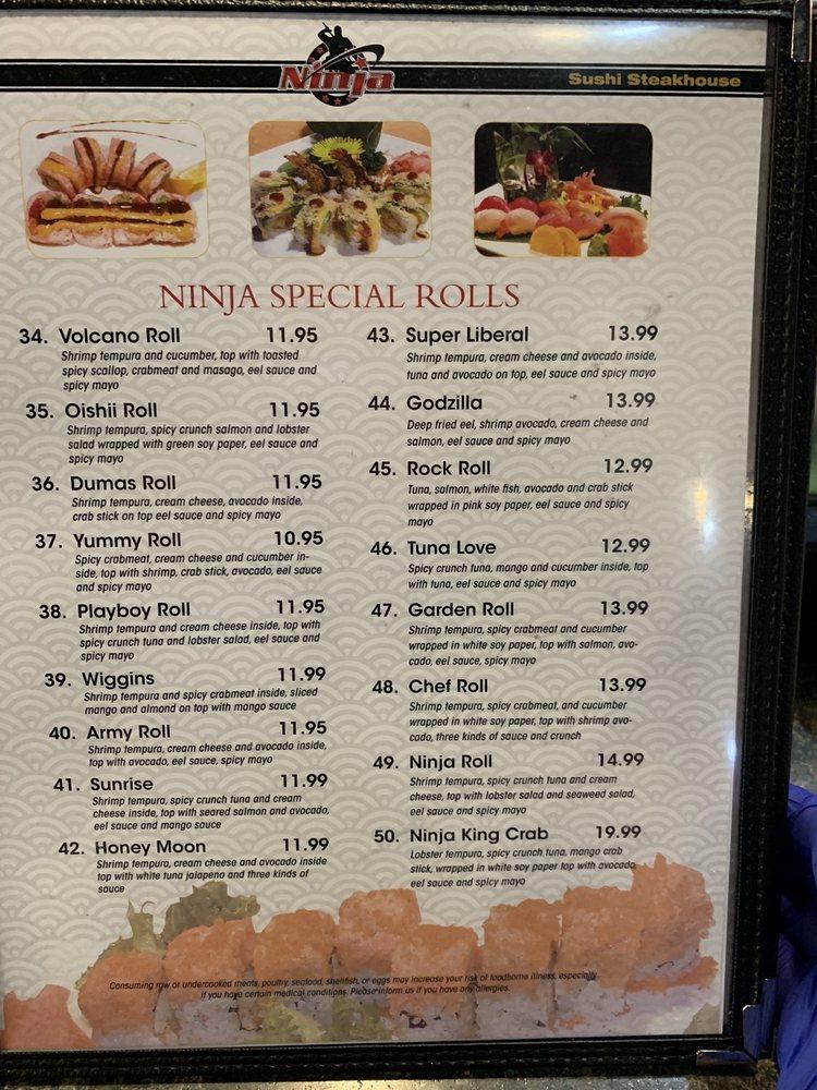 Menu at Ninja Sushi restaurant, Liberal