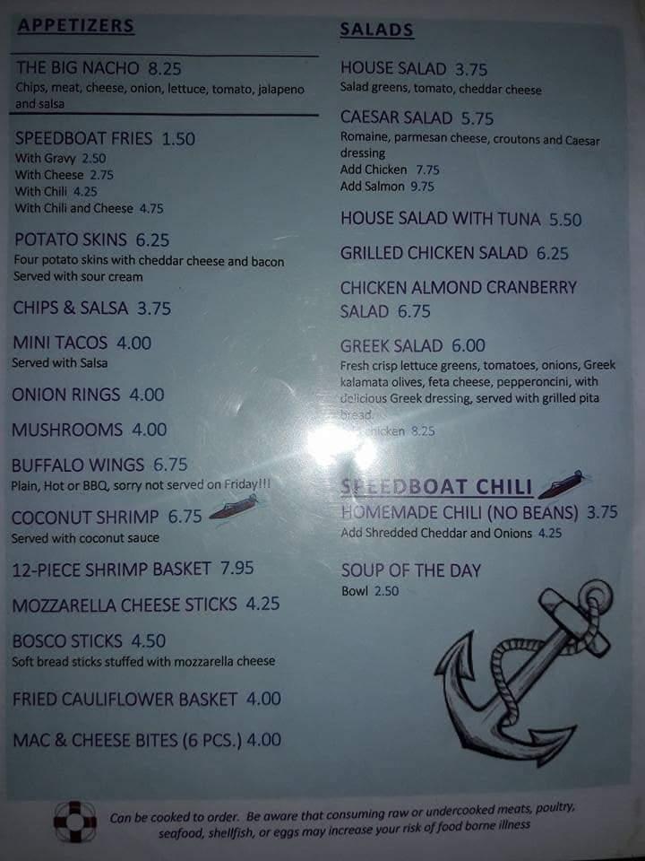 Menu at Speedboat Bar & Grill, Wyandotte