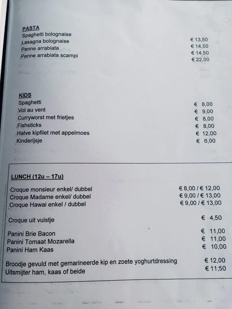 Menu at Sur Place, Aartselaar