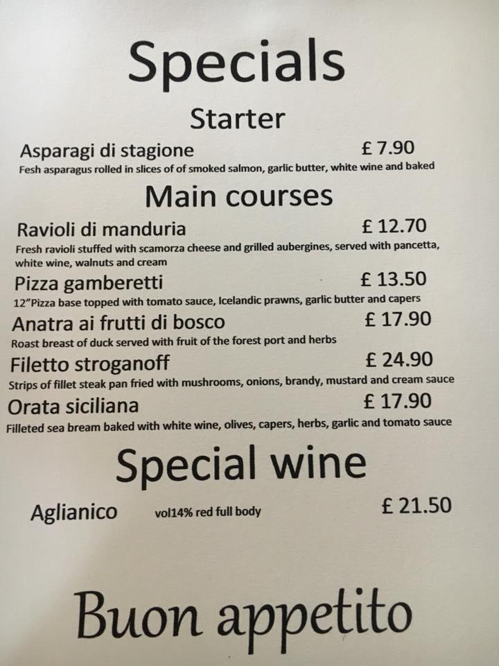 Menu at Villa Bianca pizzeria, Penrith