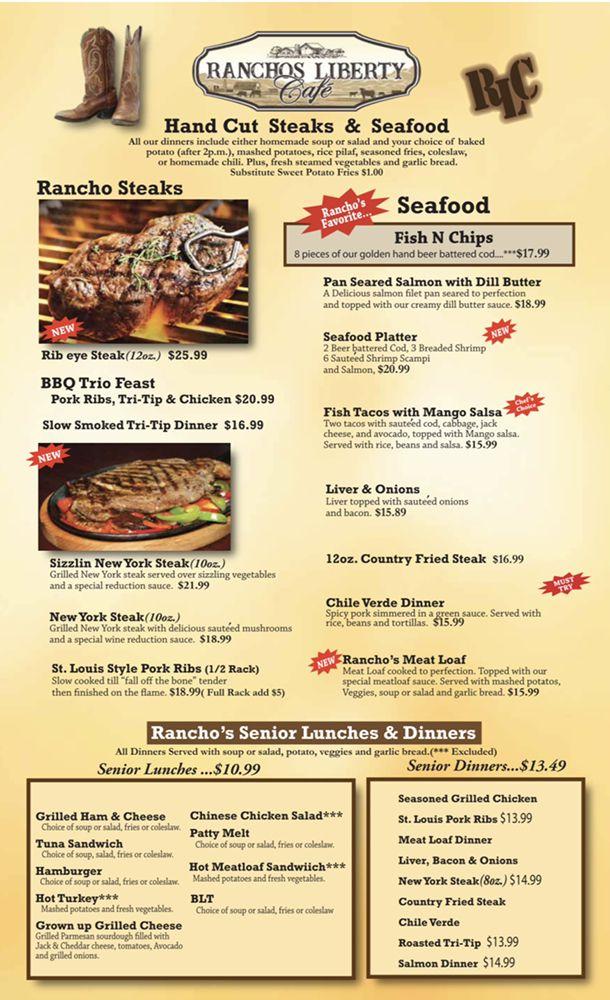 Menu at Rancho's Liberty Cafe, Bonadelle Ranchos-Madera Ranchos, Ave 12 ...