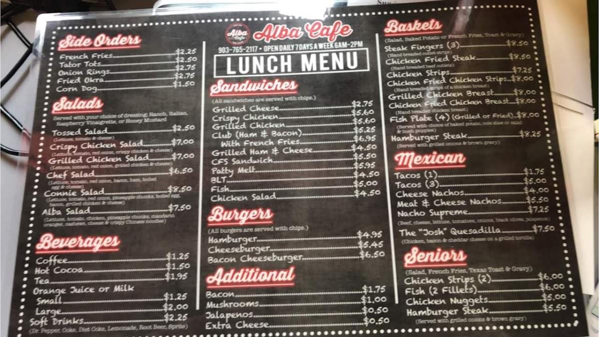 Menu at Alba Family Restaurant & Fish House, Alba