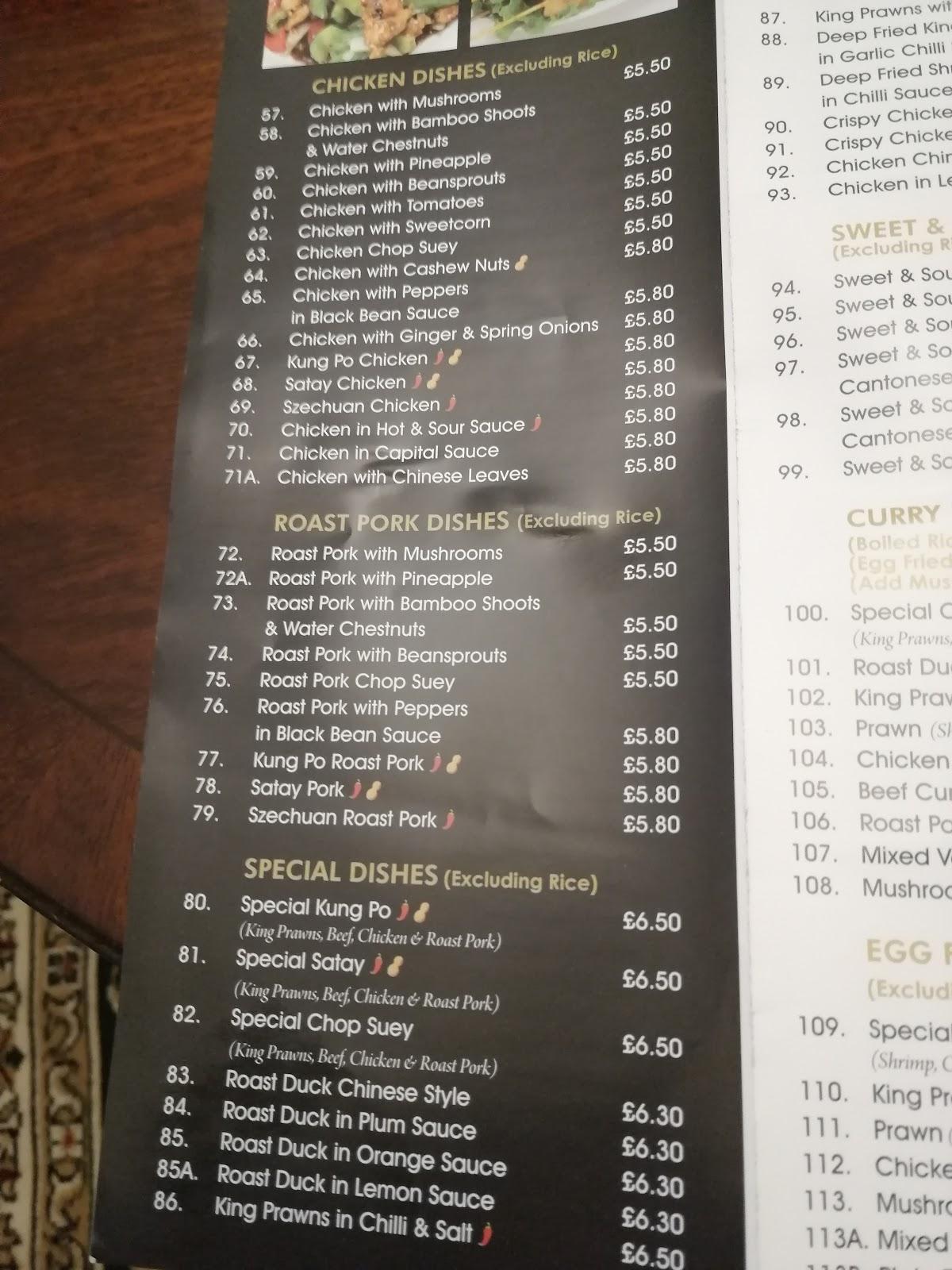 Menu at Chung Ying fast food, Worcester, 154 London Rd