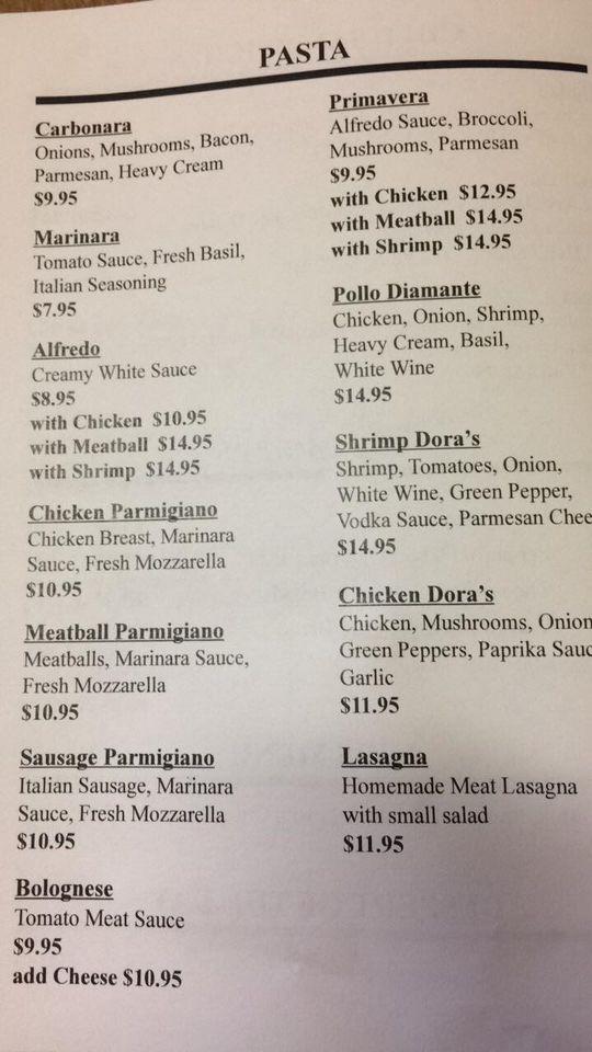 Menu at Dora's Pizza pizzeria, Haines City