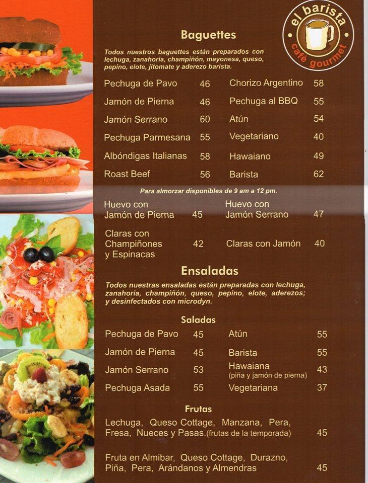 Menu at El Barista - Cafe Gourmet, Moroleón