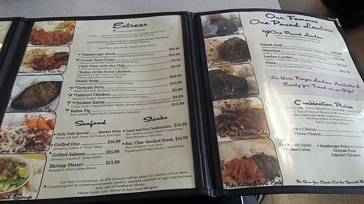 Menu at Kuhio Grille - Home Of The Famous 1lb Laulau restaurant, Hilo ...