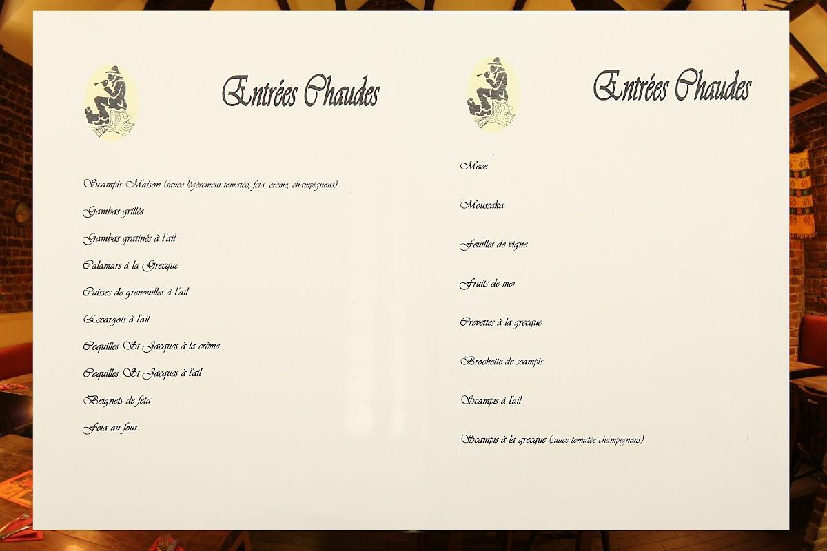Menu au La Maison du Berger, Jurbise
