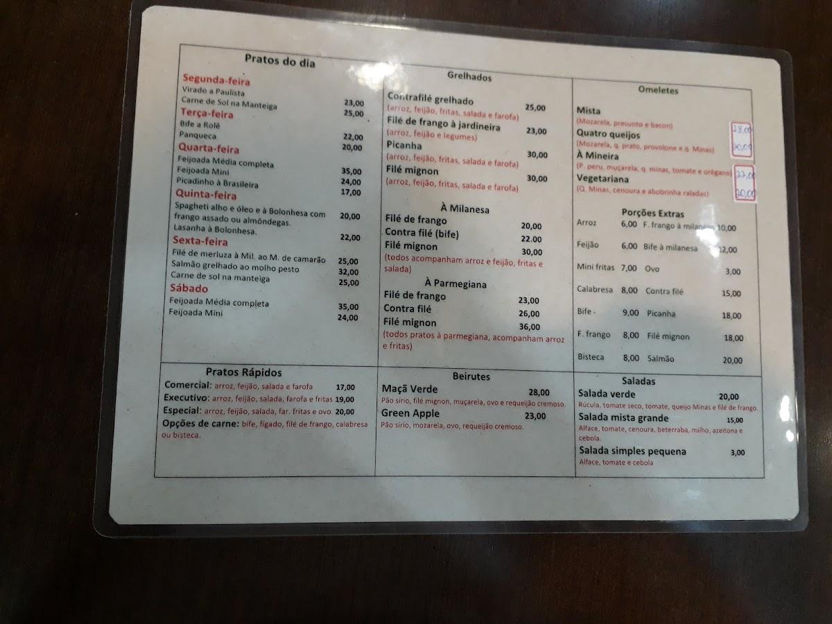 Menu at Lanchonete Maçã Verde restaurant, São Paulo, R. Pais Leme