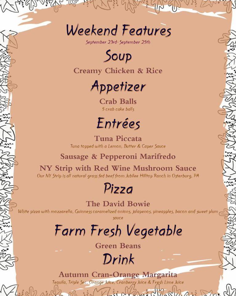 Menu at Puccini Restaurant, Cumberland